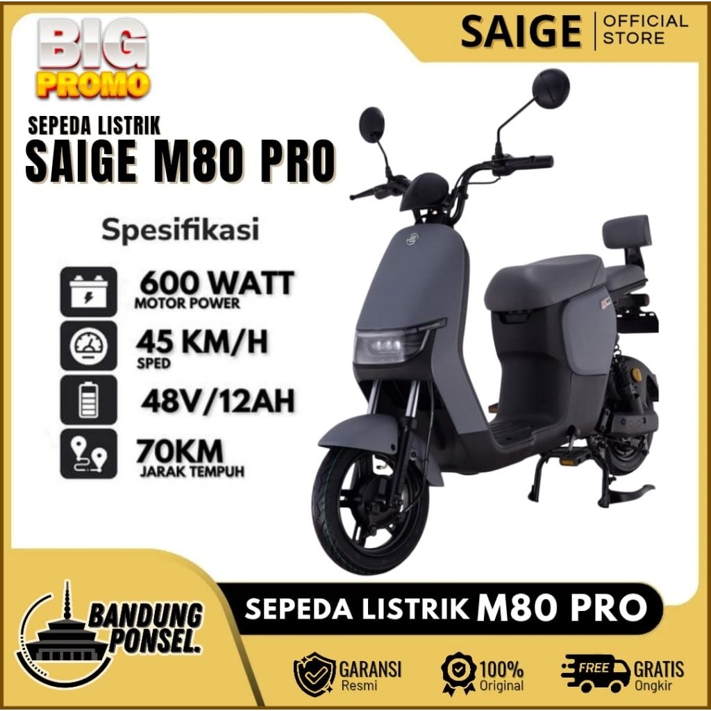 Jual SEPEDA LISTRIK PREMIUM SAIGE M80 PRO 600W TAHAN BANTING, ANTI ...