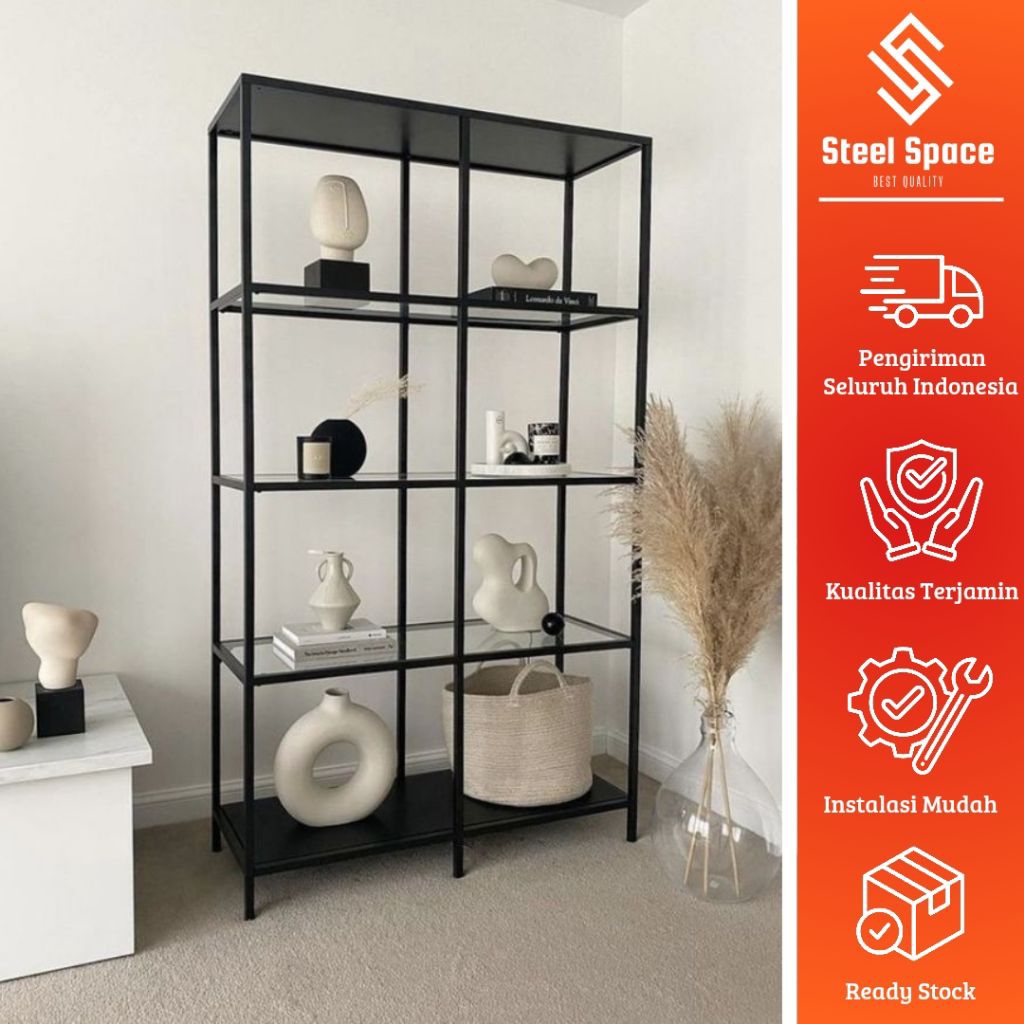 Jual rak hias ruangan rak serbaguna rak hias top kaca | Shopee Indonesia