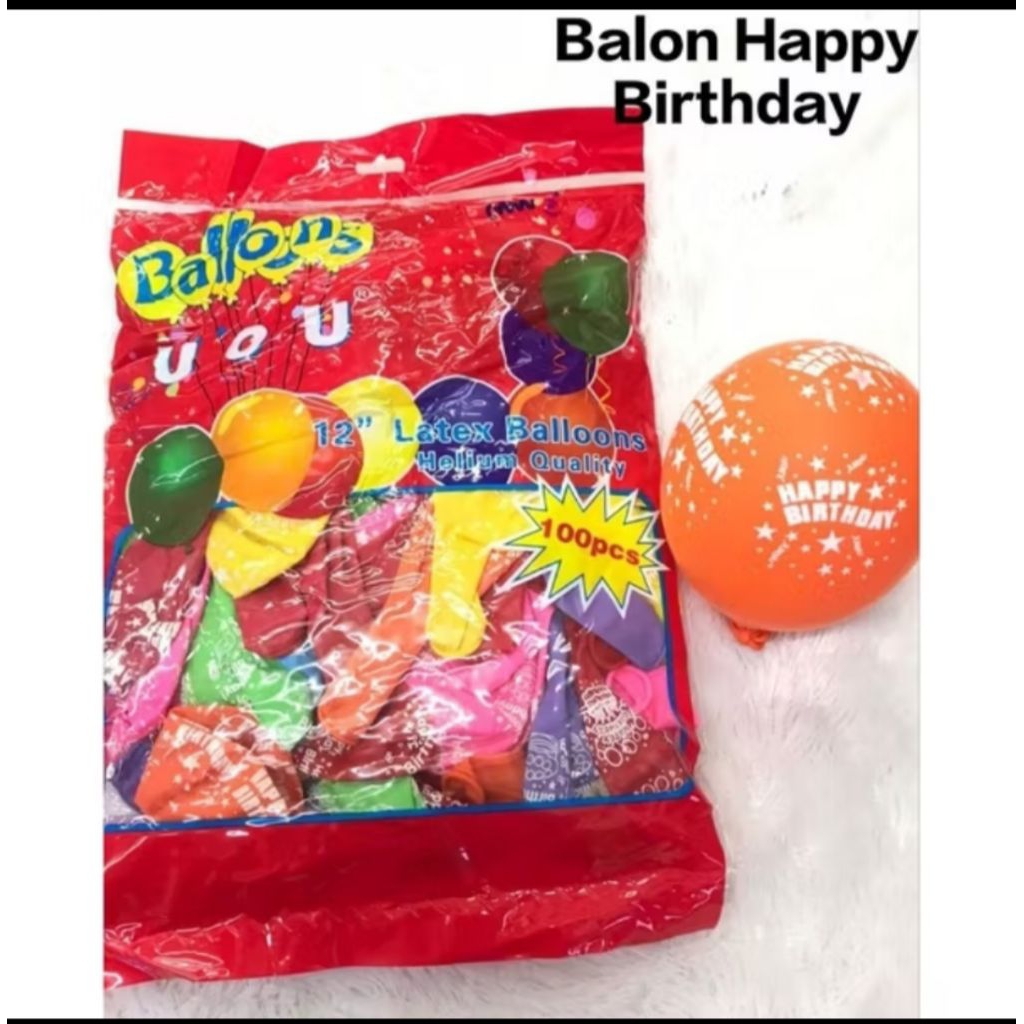 Jual balon happy birthday 1 pack isi 100/warna warni/balon hbd | Shopee ...