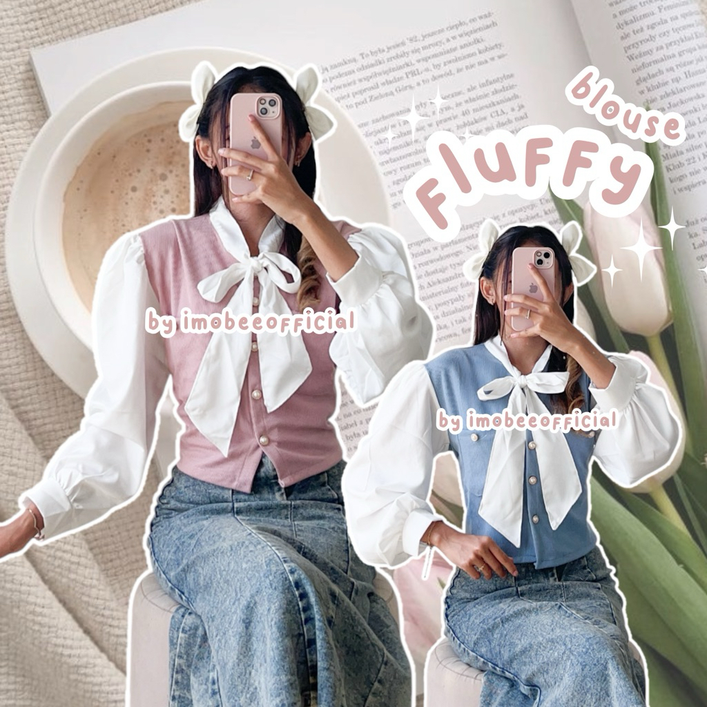 Jual FLUFFY BLOUSE RIBBON // BLOUSE PITA CROP COTTAGE CORE KNIT ...