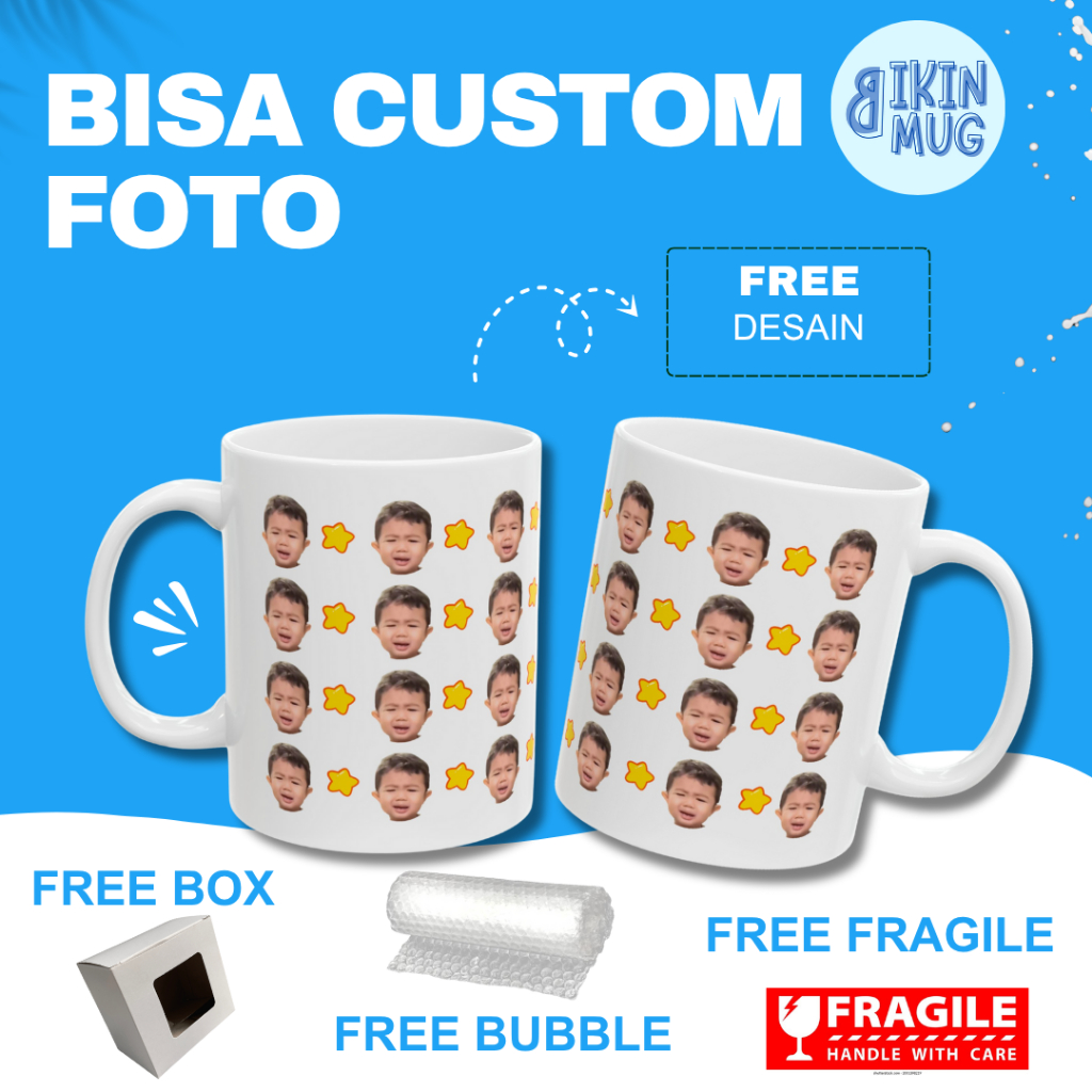 Jual Gelas Mug Custom Wajah Muka Aesthetic /Custom mug/ CETAK MUG TANPA ...