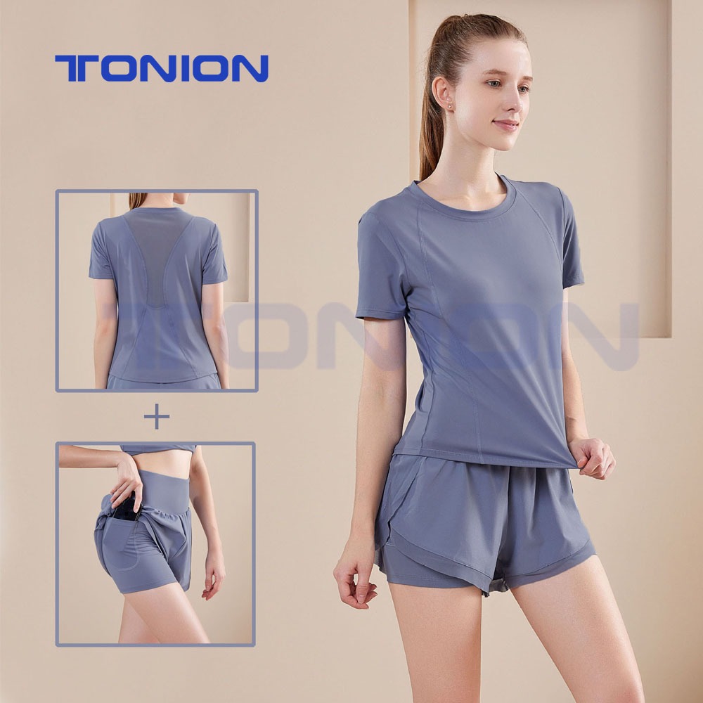Jual Setelan Olahraga Pakaian Wanita Baju Kaos Sets Sport T-Shirt ...