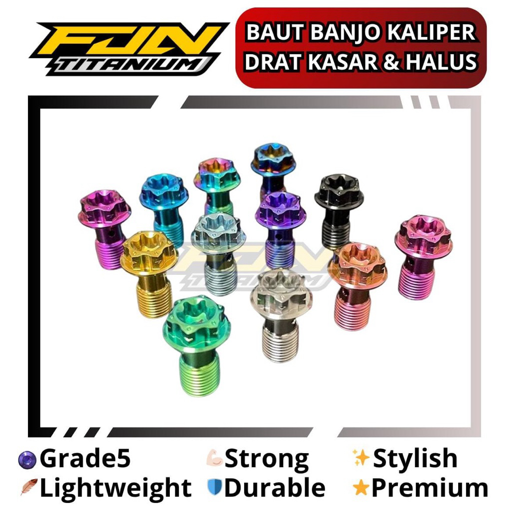 Jual BAUT BANJO FJN TITANIUM BAUT NEPEL KALIPER BAUT BANJO KALIPER MASTER REM TITANIUM DRAT ...