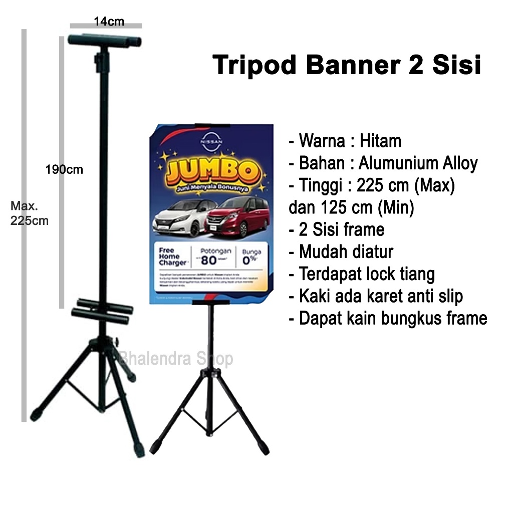 Jual Tripod Banner 2 Sisi - Standing Frame Banner Promosi - Tiang Frame ...