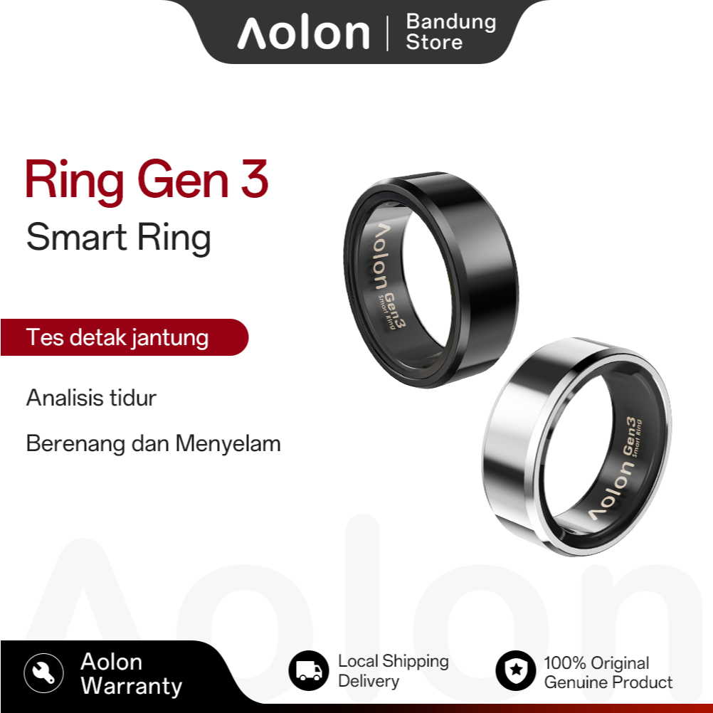 Jual Aolon Ring Gen 3 Smart Ring Swimming IP68 Waterproof Health Ring ...