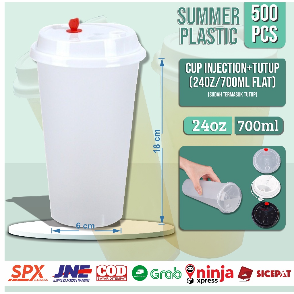 Jual (SUMMER PLASTIC)【DUS+TUTUP】CUP INJECTION 24oz 700ML GELAS THINWALL ...