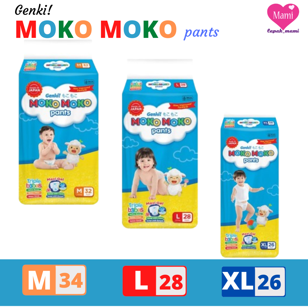 Jual Genki Moko Moko Pants Popok Celana Sekali Pakai Pempers Anak M34 ...