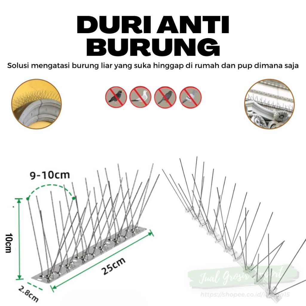 Jual Alat Pengusir Anti Burung Kucing Anjing Duri Paku Untuk Pagar ...