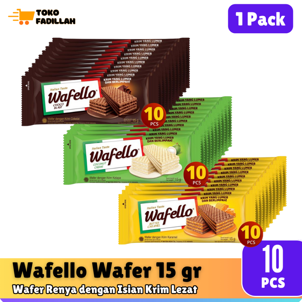 Jual Wafer Wafello 15g x 10 pcs [1 Pack] - Cokelat / Caramel | Shopee ...