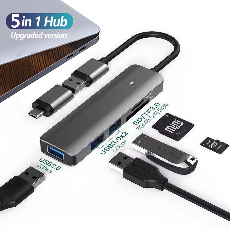 Jual 5in1 Usb HUB 3.0 Converter AdapterMultifungsi Expander Type-C to ...