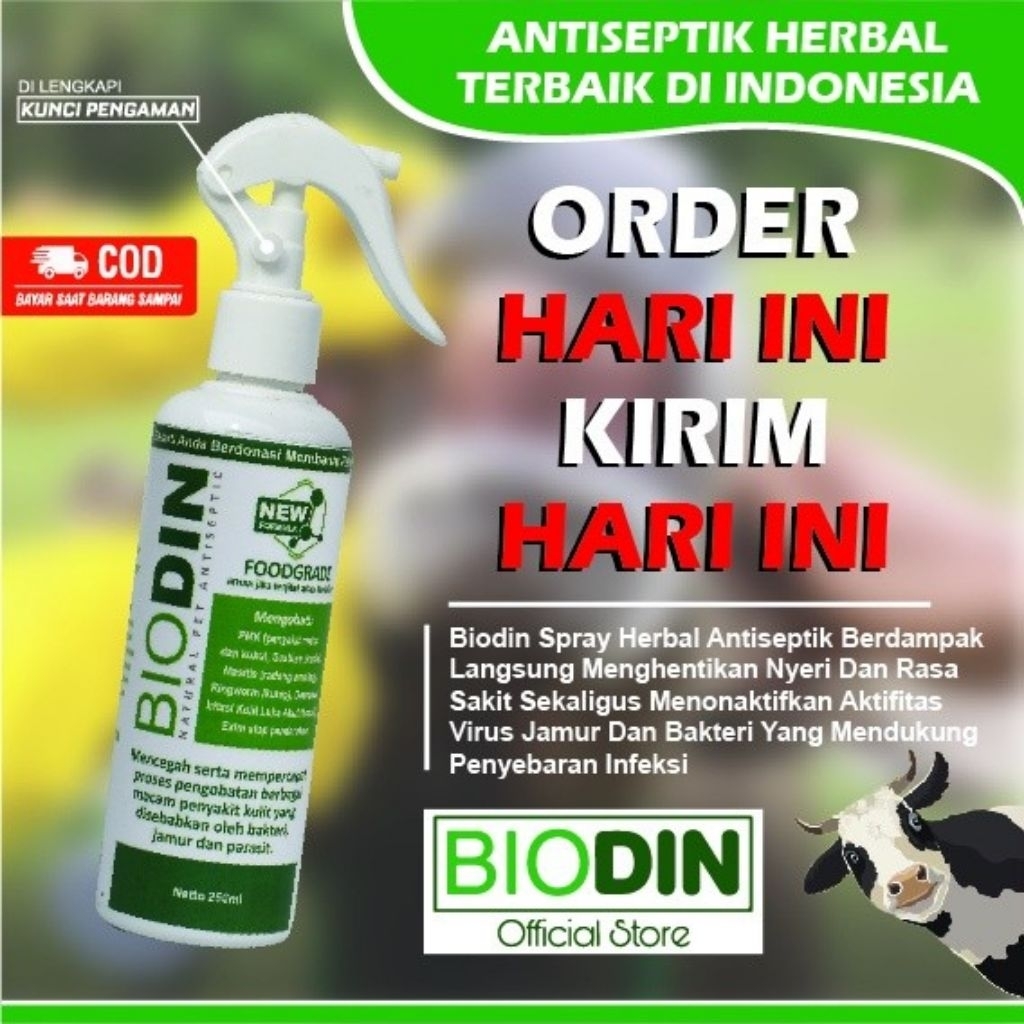 Jual BIODIN 250ML SPRAY ANTISEPTIK HERBAL PMK TERNAK ANTI JAMUR ...