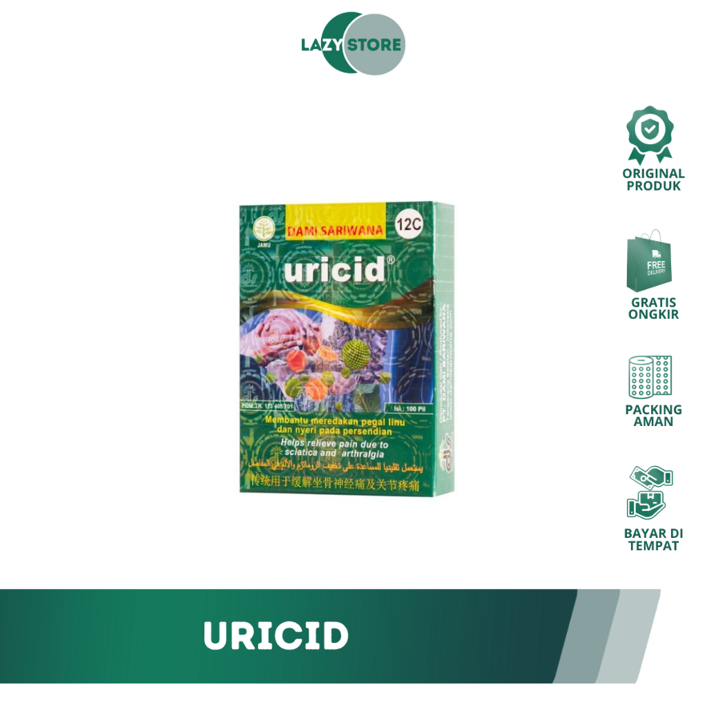 Jual URICID DAMI SARIWANA - 100 pil herbal atasi asam urat, pegal linu ...