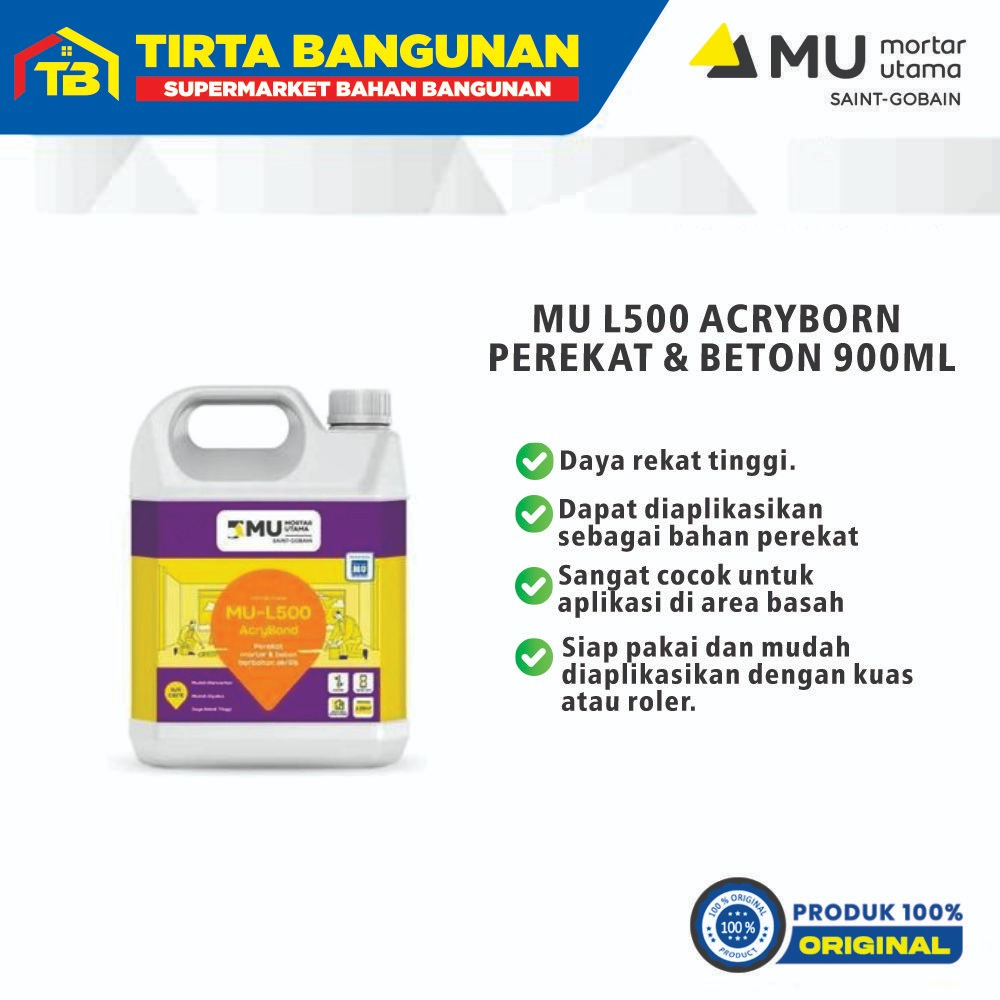 Jual MU L500 ACRYBORN PEREKAT & BETON 900ML | Shopee Indonesia