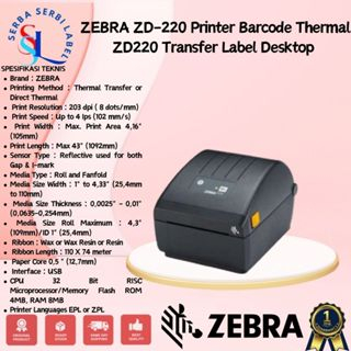 Jual ZEBRA ZD220 | ZD-220 ZD230 Printer Direct Thermal Barcode 4" inch ...