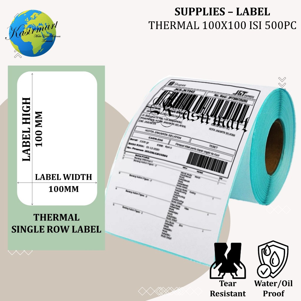 Jual Label Stiker Resi 100x100 isi 500 Kertas Sticker Label Thermal ...