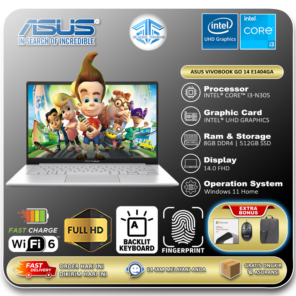 Jual Laptop Asus Vivobook GO 14 E1404GA INTEL I3 N305 Backlit ...