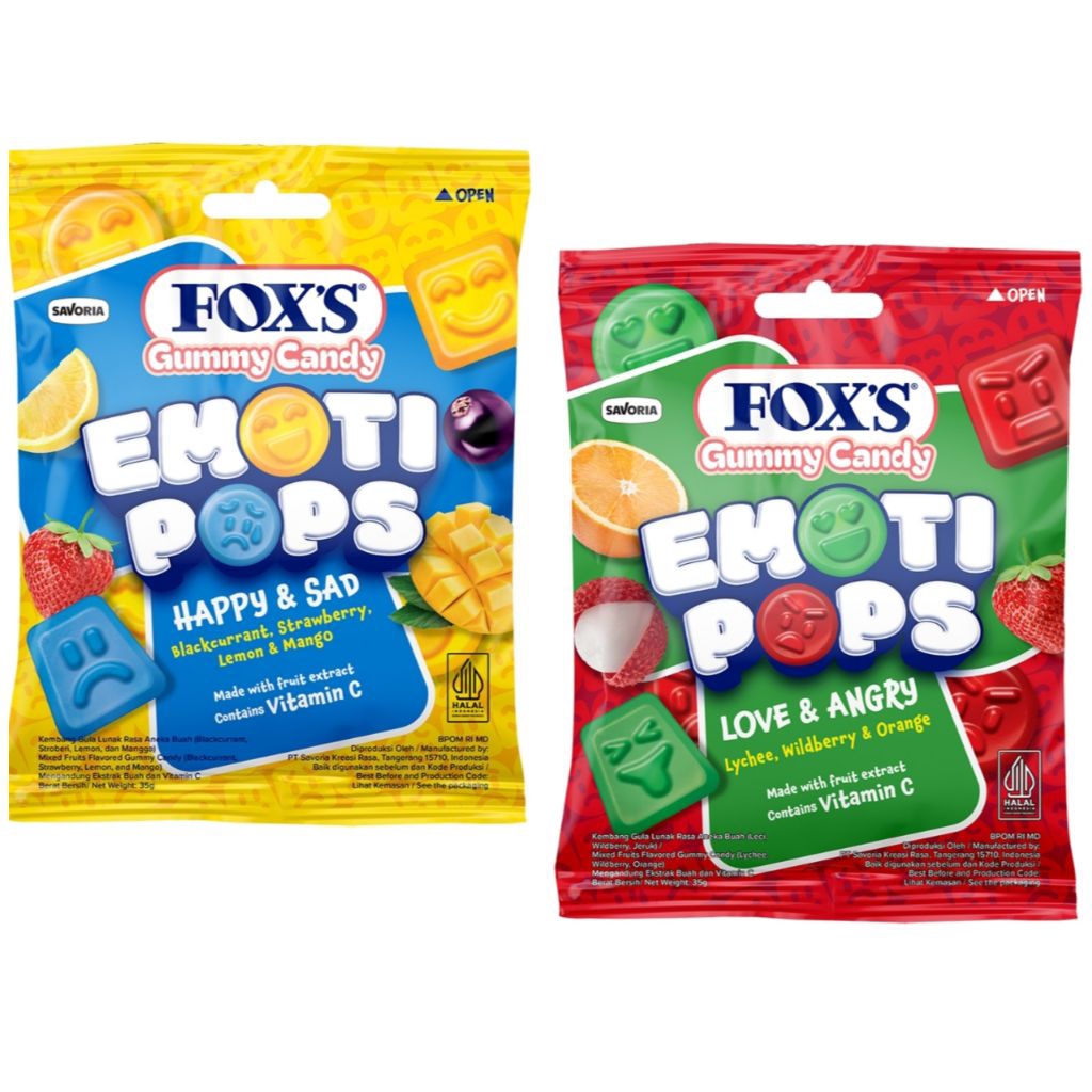 Jual Fox's Permen Gummy Emoti Pops Happy & Sad, love & angry | Shopee ...
