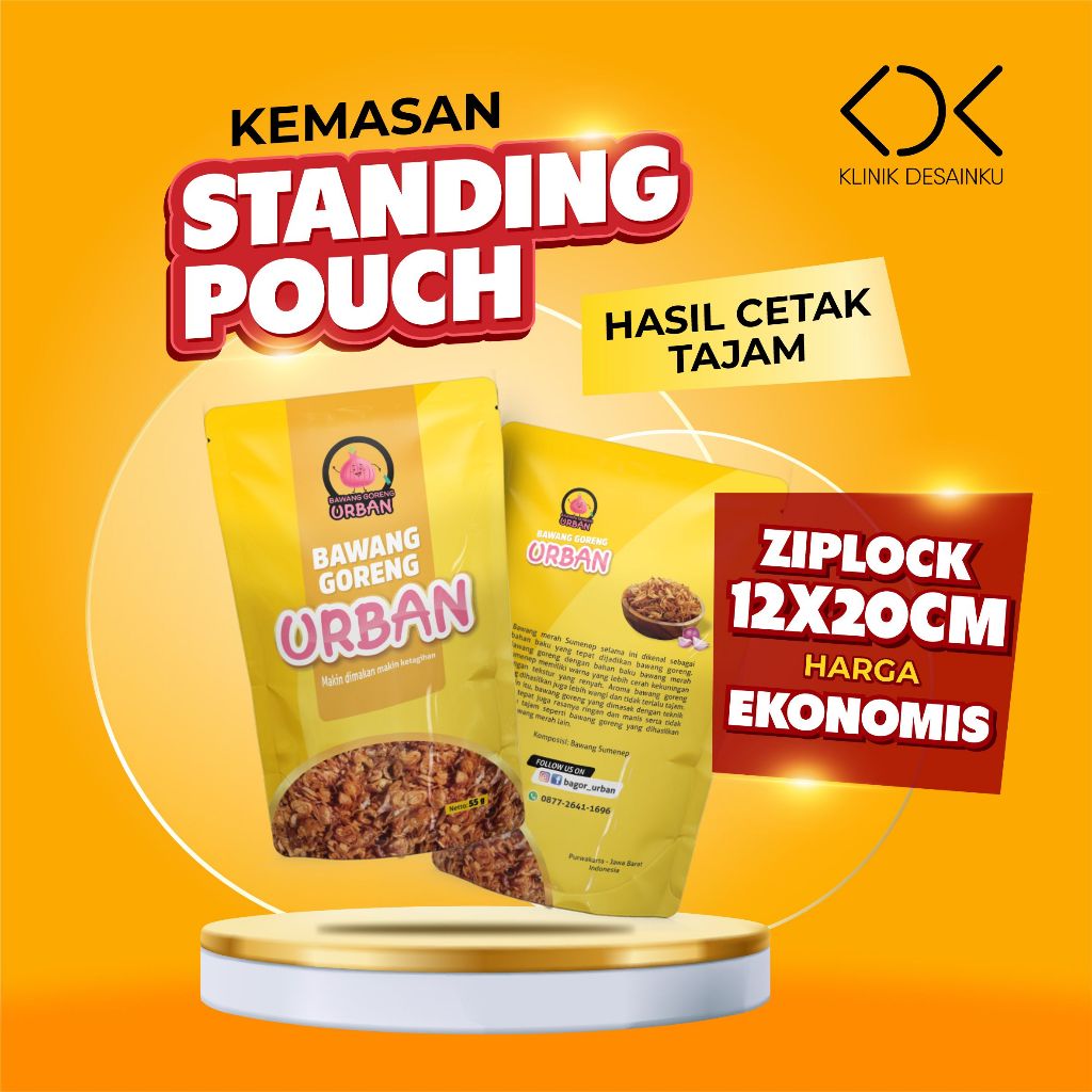 Jual Cetak Kemasan Standing Pouch Ziplock ukuran 12x20 cm Harga ...