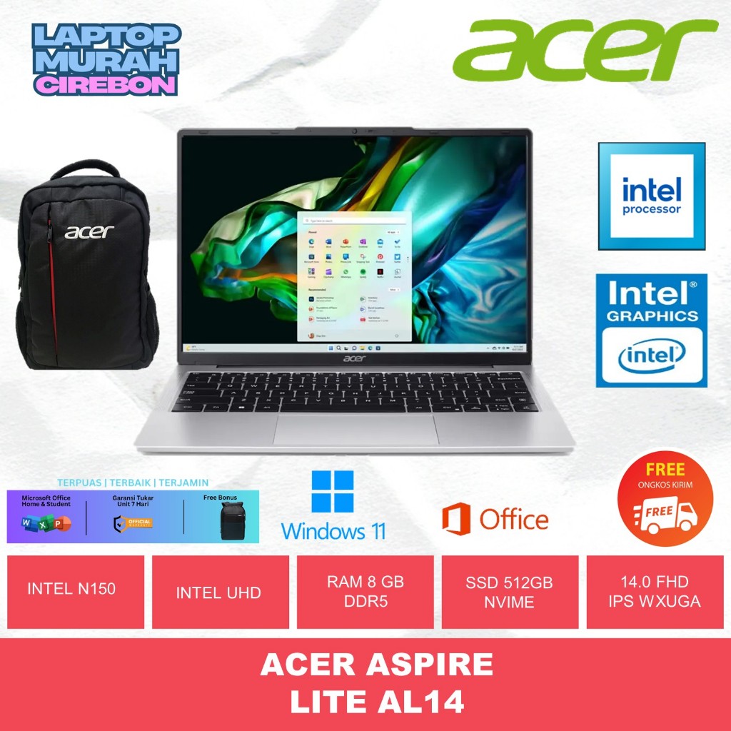 Jual ACER ASPIRE LITE AL14 - 32P [INTEL N150/ 8GB/ 512GB/ W11+OHS+M365B/ 14.0WUXGA] | Shopee ...