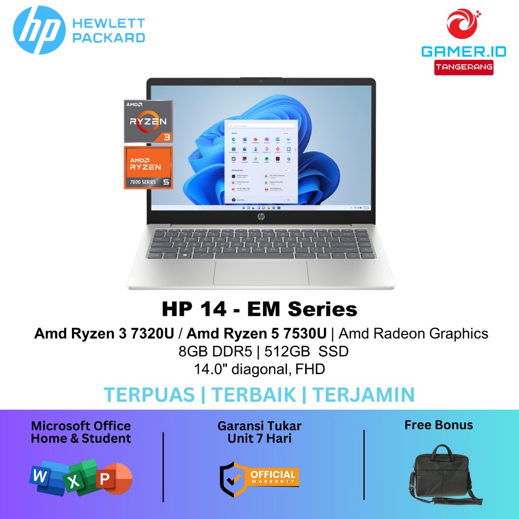 Jual HP 14 Ryzen 3 / Ryzen 5 Ram 8GB SSD 512GB 14.0 Inch Full HD IPS ...
