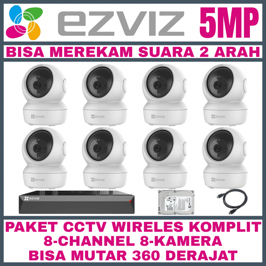 Jual Paket CCTV EZVIZ 5MP 8 Channel 8 Kamera Wireless | Shopee Indonesia