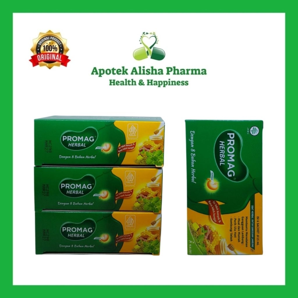 Jual Promag Herbal Sirup Banded 3 Box isi 6 Sachet Promah Gazero Obat ...