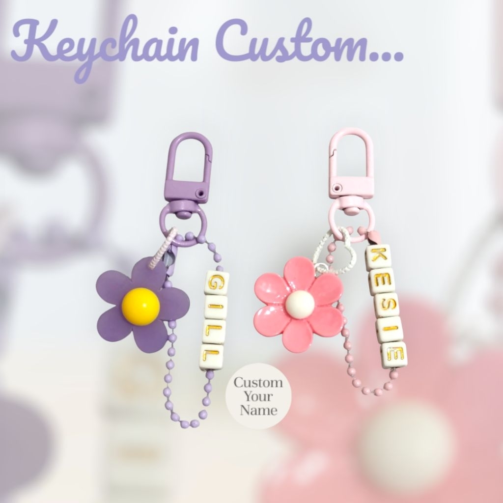 Jual Gantungan Kunci Custom Nama Bunga | Shopee Indonesia