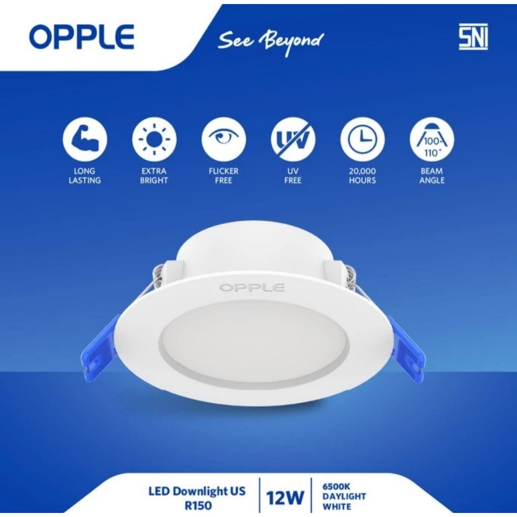 Jual Downlight LED Opple 4W 6W 9W 12W 18W 22W Putih 6500K/Kuning 3000K | Shopee Indonesia