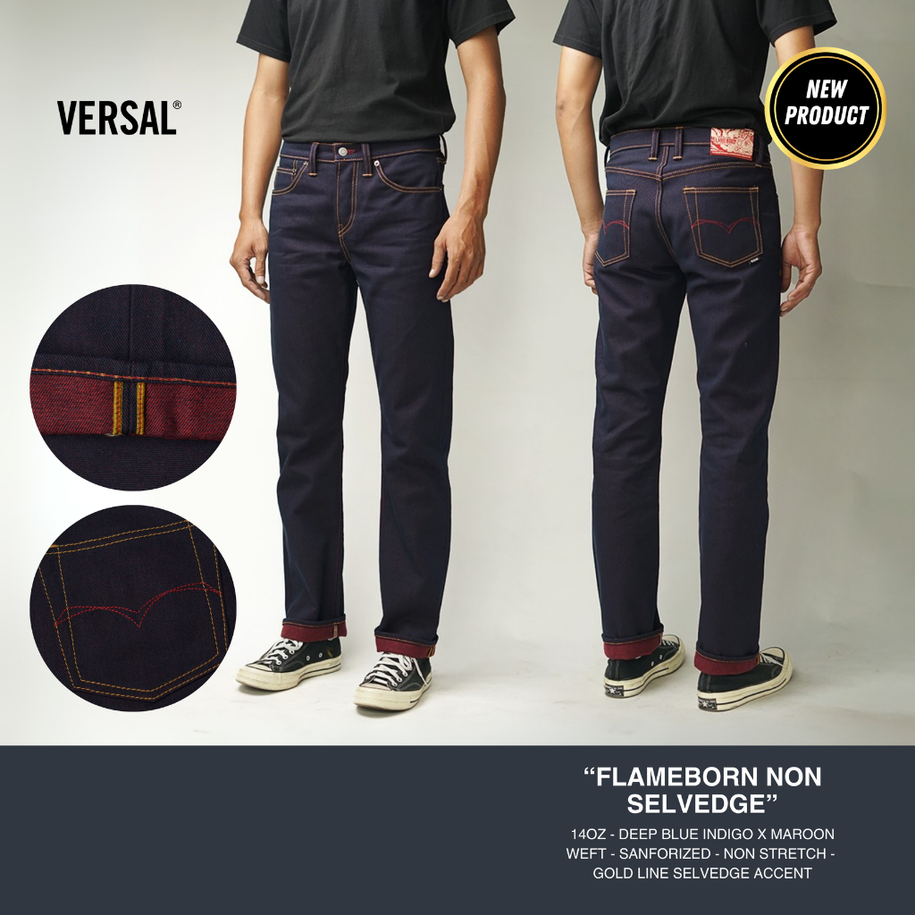 Jual Versal The finest - FLAMEBORN Non Selvedge 14oz Deep blue indigo x ...