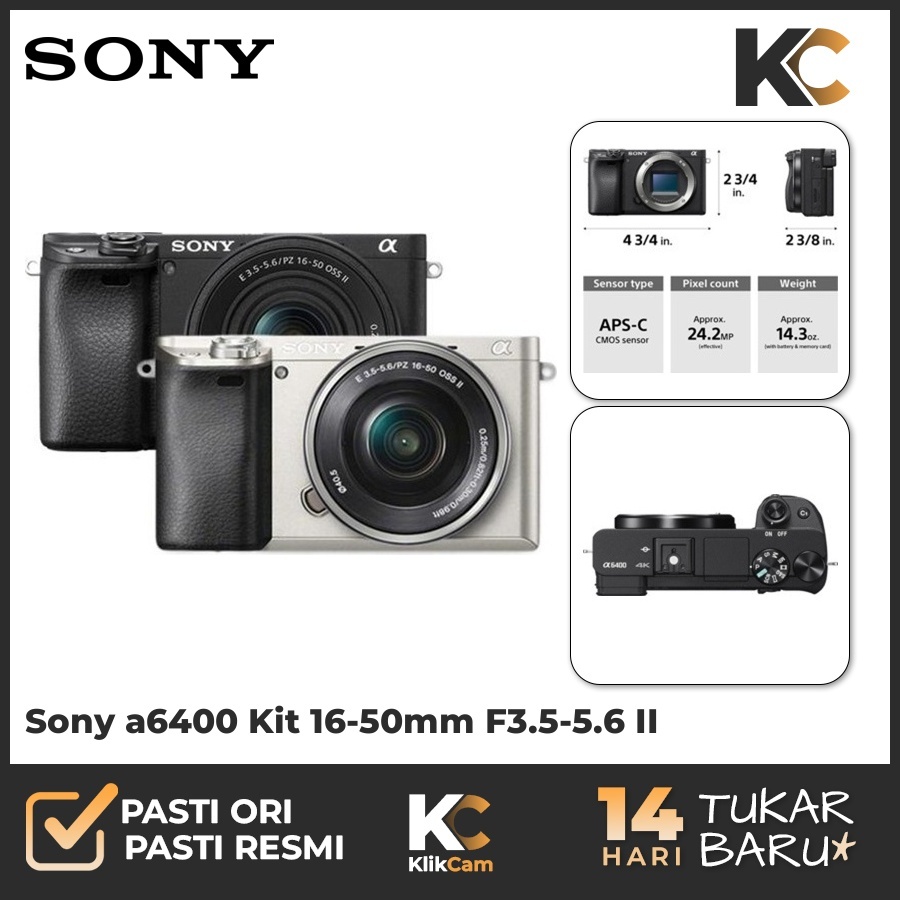 Jual Sony Alpha A6400 Kit 16-50mm OSS II Mirrorless Camera Sony A 6400 ...