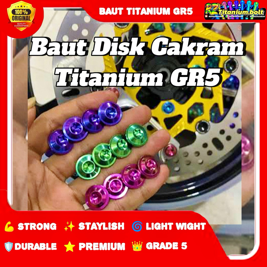 Jual ( 1 pcs ) Baut Disk Titanium Baut disk Cakram Titanium Gr5 ...