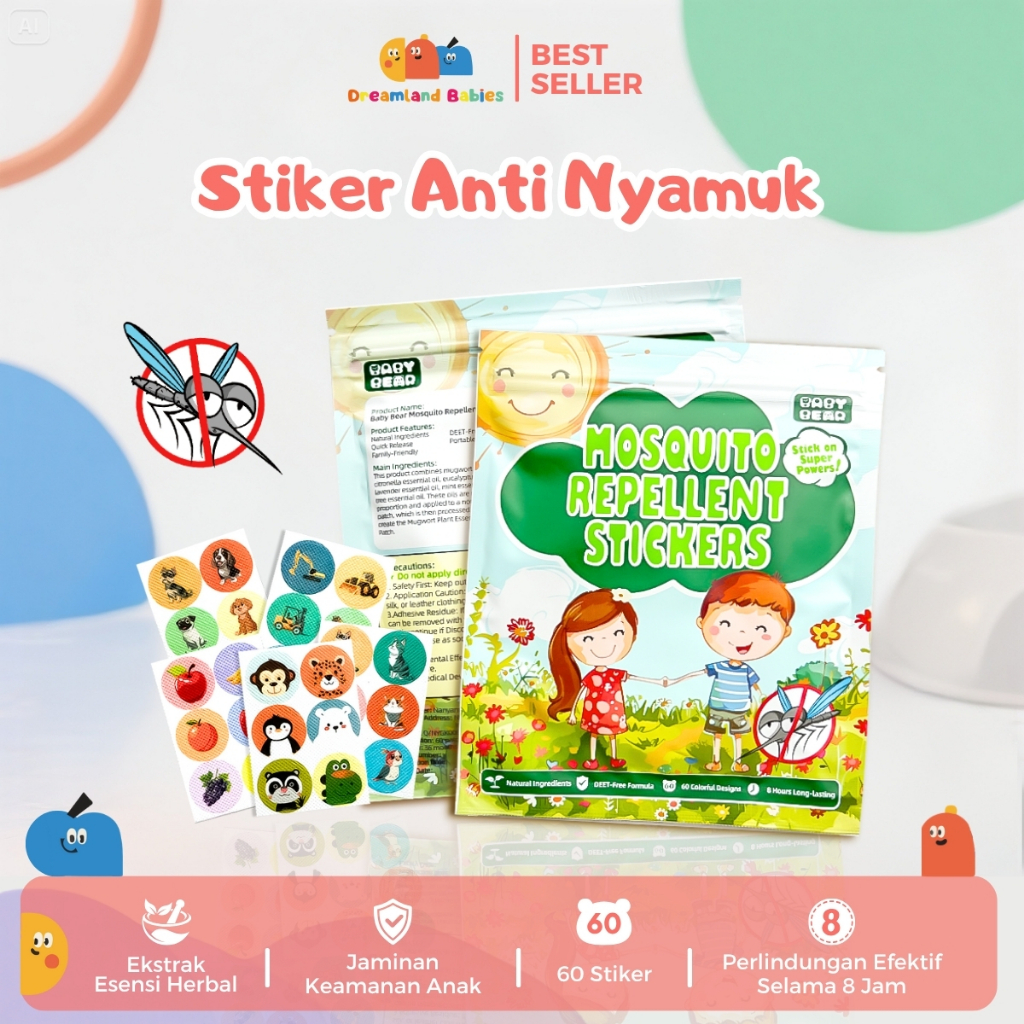 Jual Stiker Anti-Nyamuk Mosquito Repellent Patch Aman untuk Bayi 60pcs ...