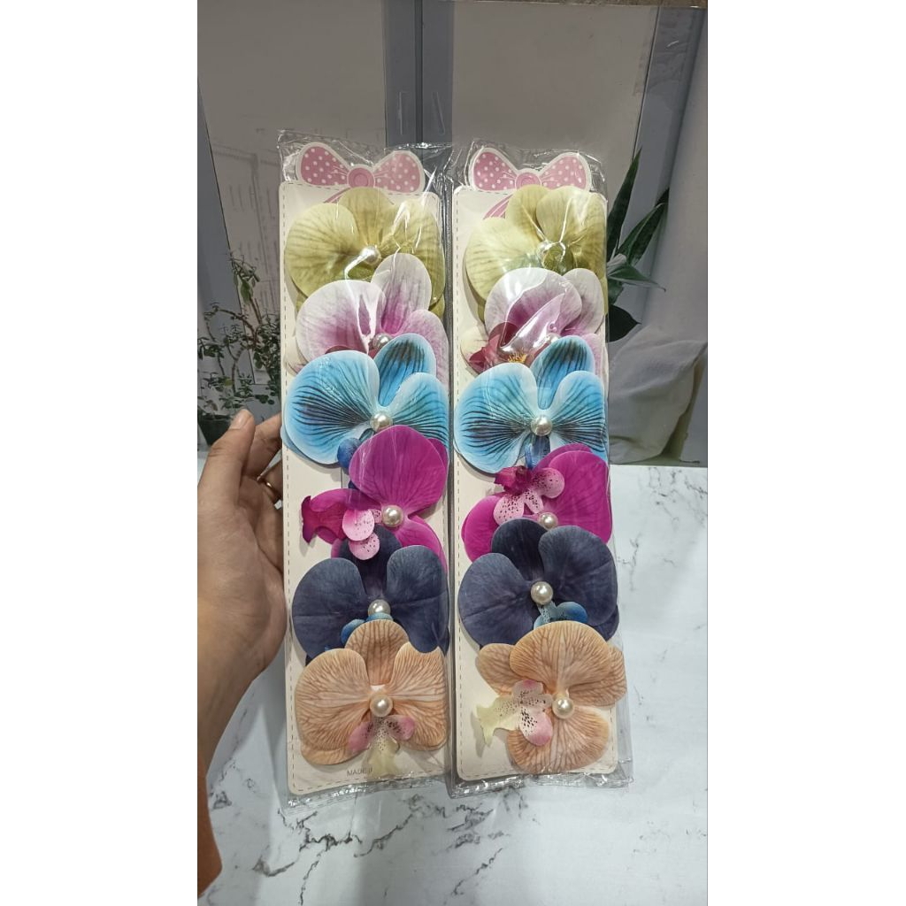 Jual JEPIT RAMBUT BUNGA ANGGREK (12pcs) | Shopee Indonesia
