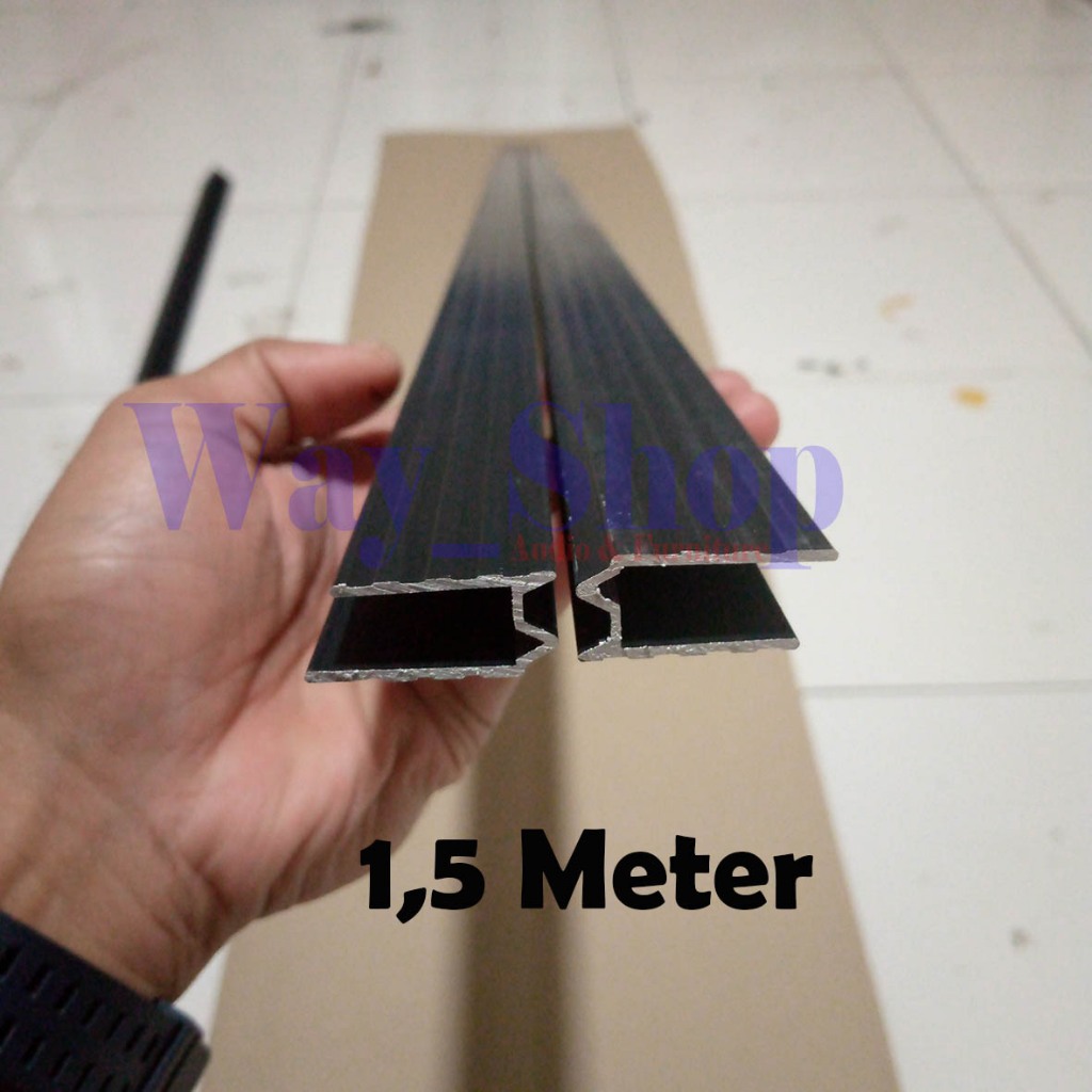Jual LIST ALUMUNIUM M/U 150cm HITAM Lis alumunium HITAM siku List U box ...