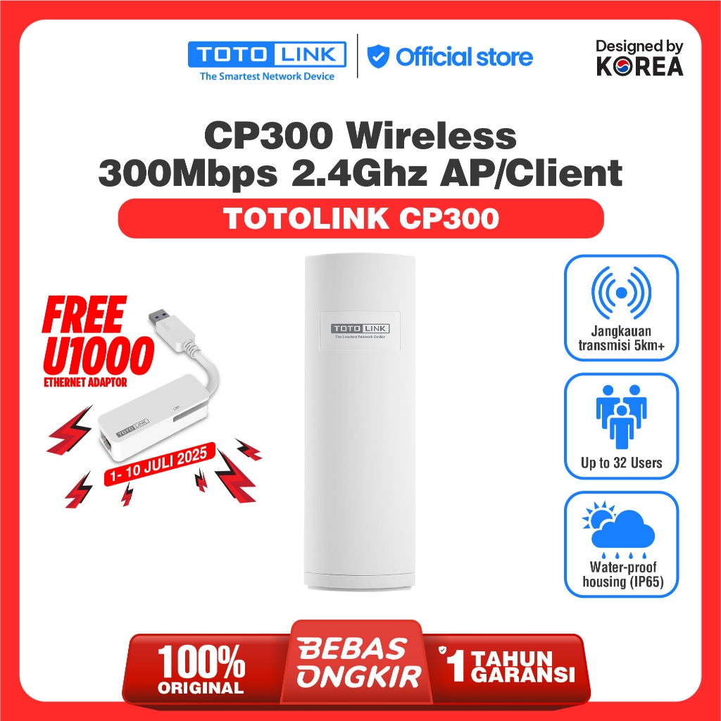 Jual Totolink Access Point/Client Wireless N 300Mbps 2.4GHz Wifi Outdoor CPE CP300 CP350 ...