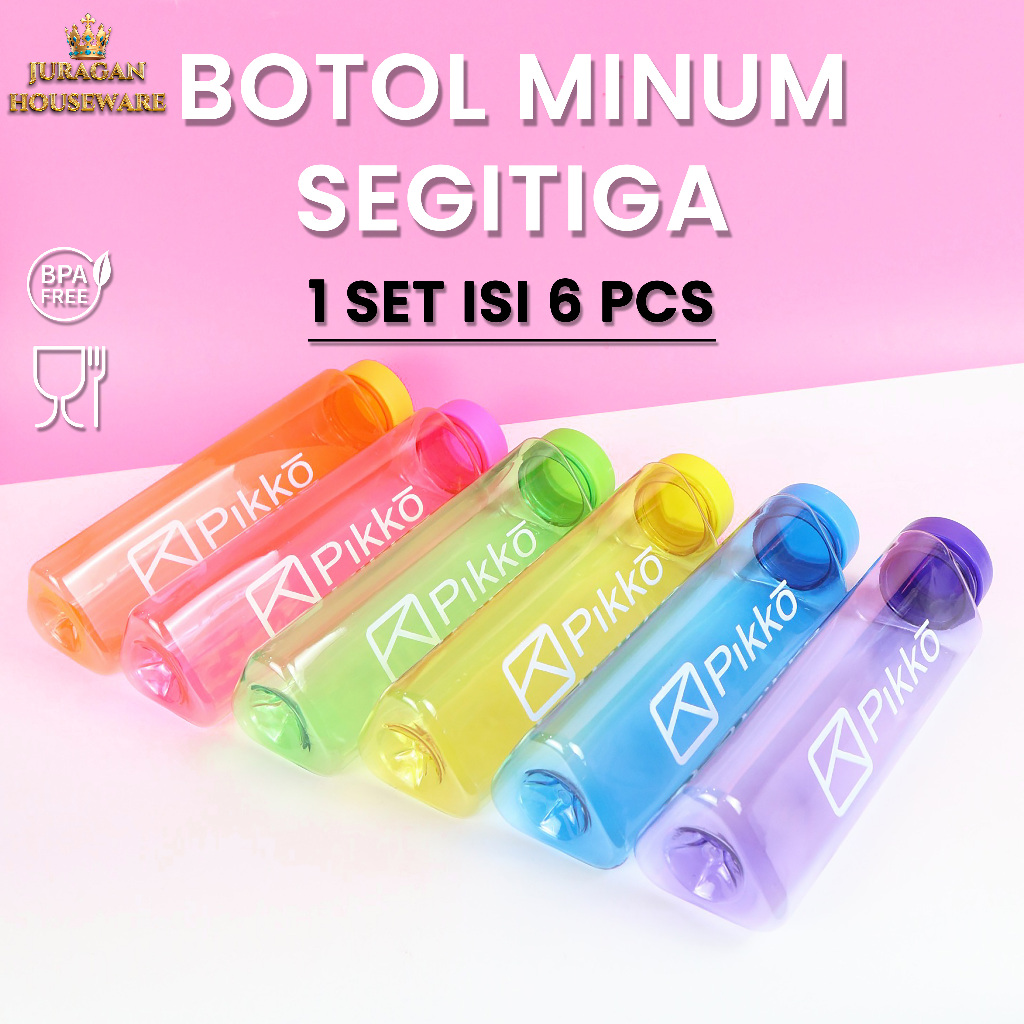 Jual BOTOL MINUM SEGITIGA 6 WARNA - LUMINA - 1 SET ISI 6 PCS - BPA FREE ...