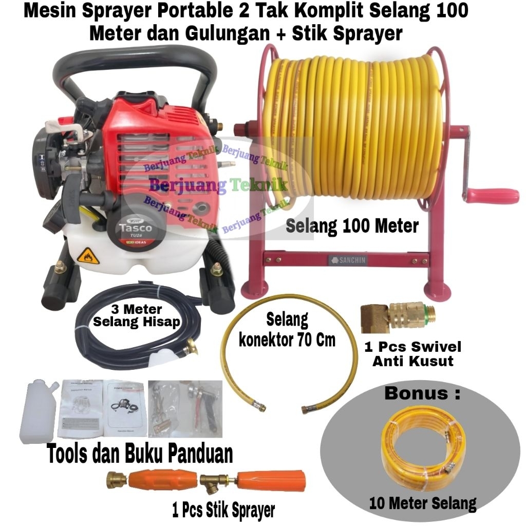 Jual Mesin Sprayer Portable 2 Tak TASCO TU 26 komplit selang 100 meter ...