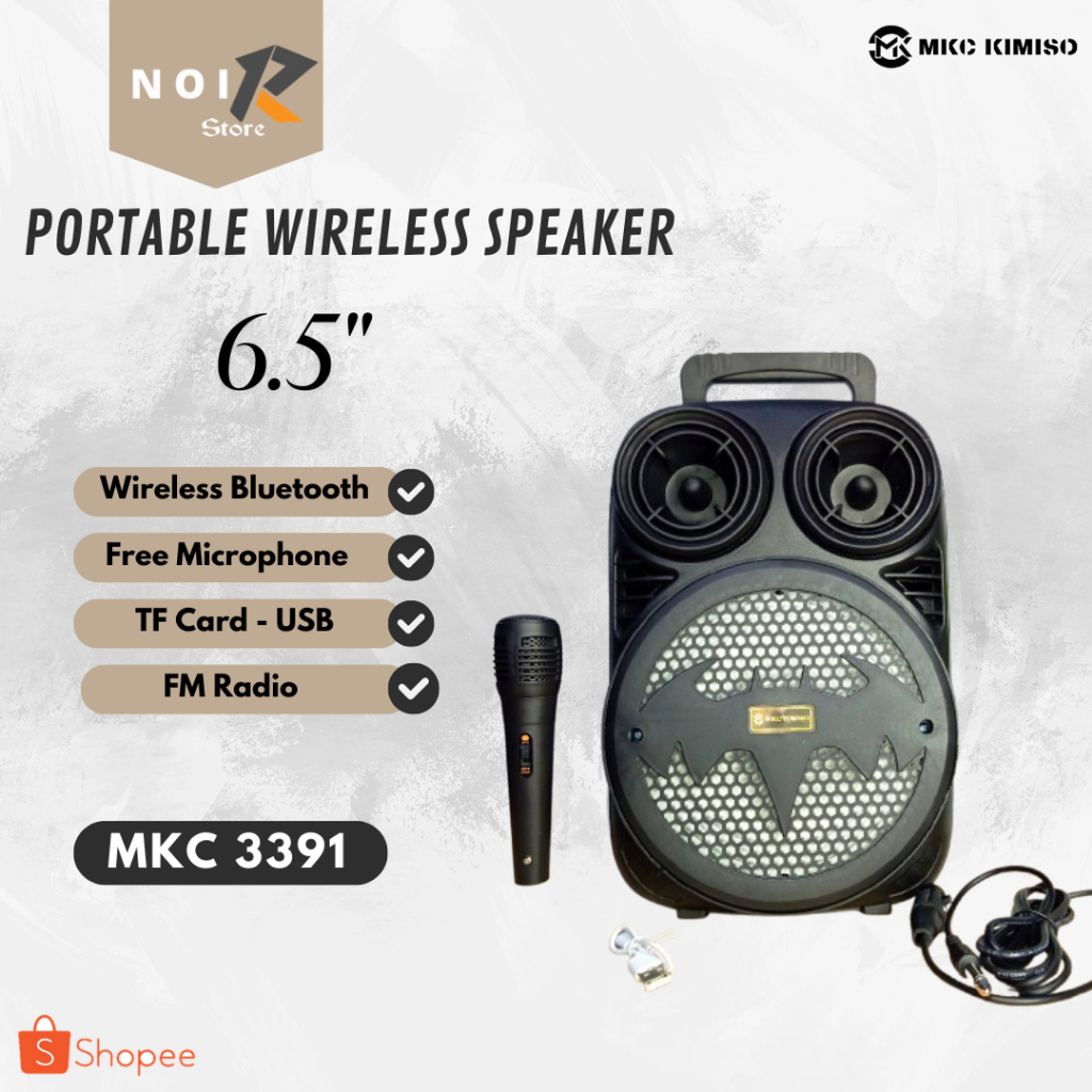 Jual NOIR Speaker Bluetooth 3391 Seriess MKC Kimiso Free Mic Karaoke ...