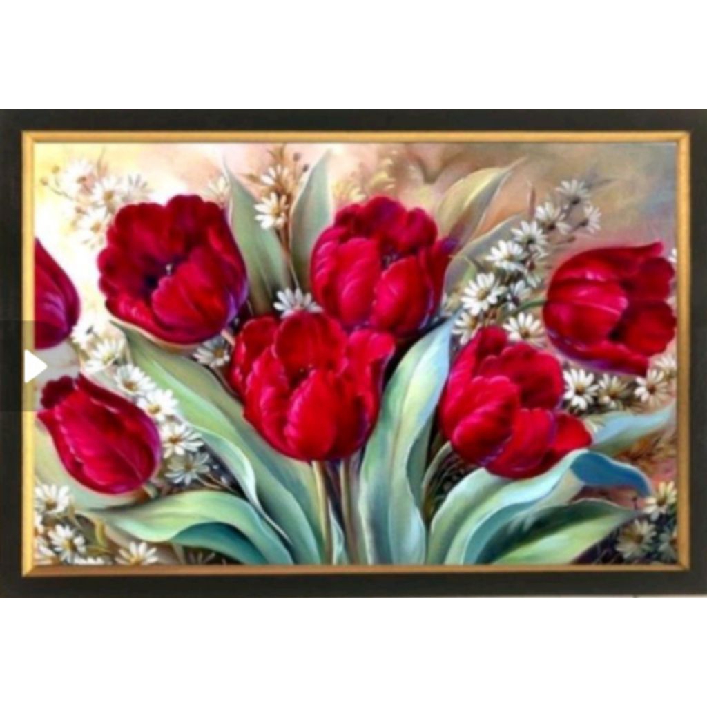 Jual bunga merah yang indah plus bingkai ukuran 65x45cm | Shopee Indonesia