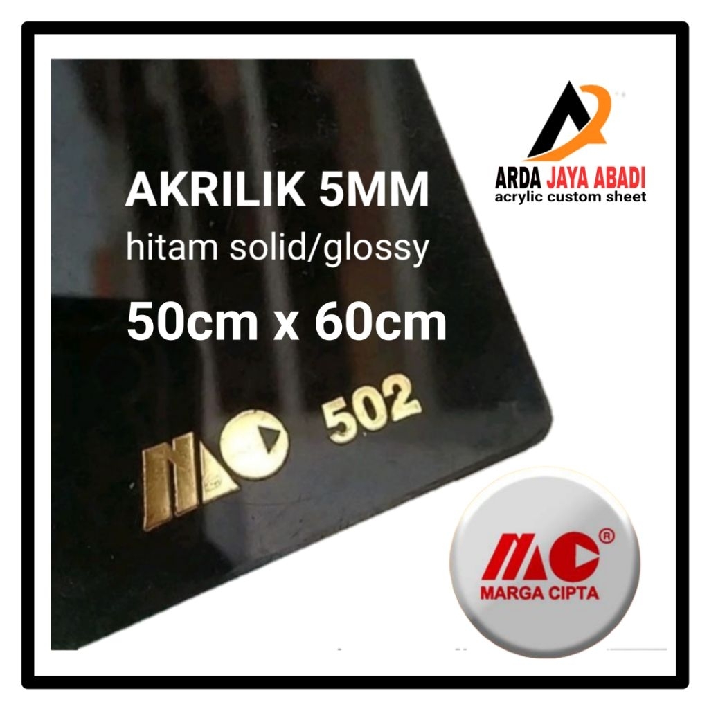 Jual akrilik 5mm hitam solid 50 x 60 akrilik lembaran marga cipta ...