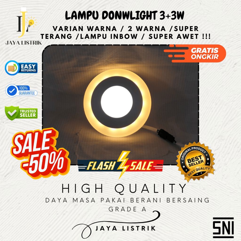 Jual JAYA LISTRIK - DOWNLIGHT LED PANEL 2 WARNA 3+3 WATT BULAT TENGAH ...