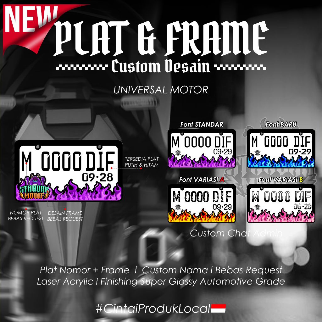 Jual Plat Nomor Motor Custom Jdm Plat Nomor Motor Akrilik Custom Desain ...