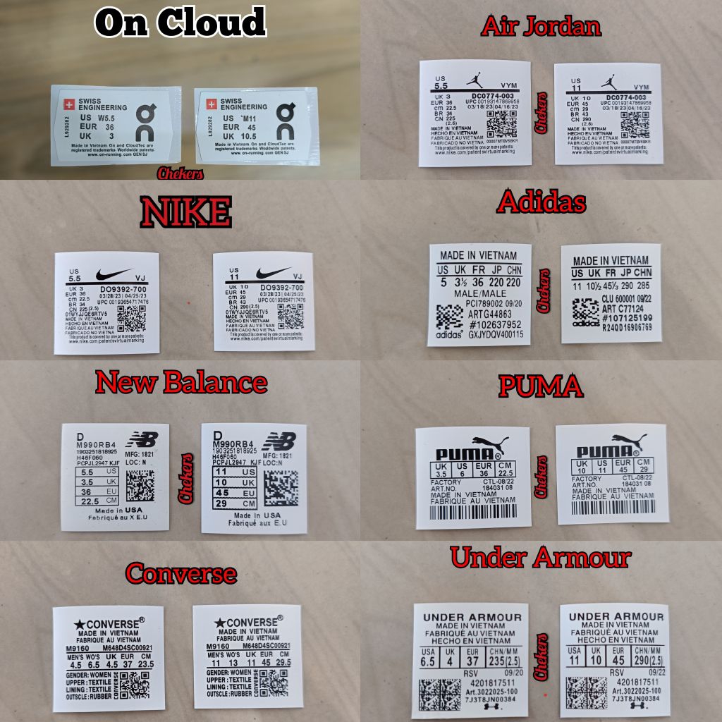 Jual Label tag size sepatu nike jordan on cloud adidas dan lainnya ...