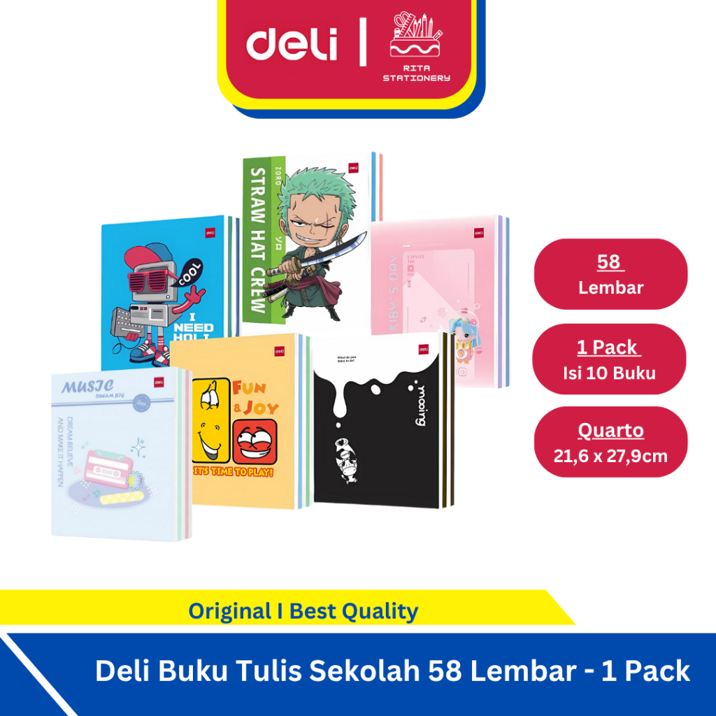 Jual Deli Buku Tulis Sekolah 58 Lembar Murah Berkualitas - 1 pack isi ...