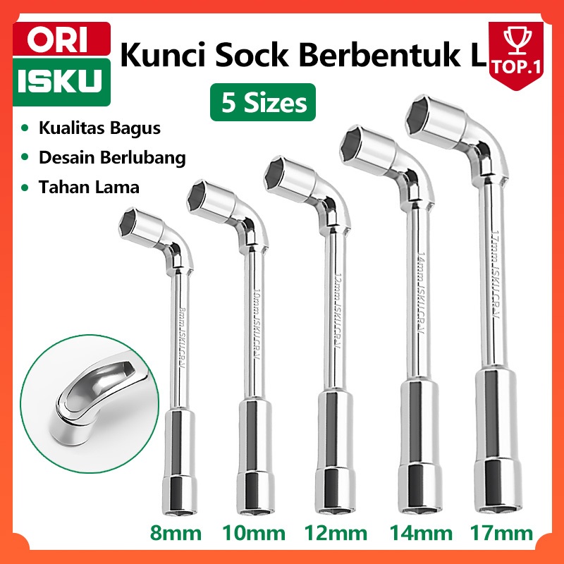 Jual ISKU Kunci Sok L 8 10 12 14 17mm Kunci Shock Model L Short CR-V ...