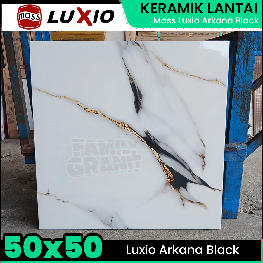 Jual Keramik Lantai 50x50 Mass Luxio Arkana Black Motif Marmer Glossy ...