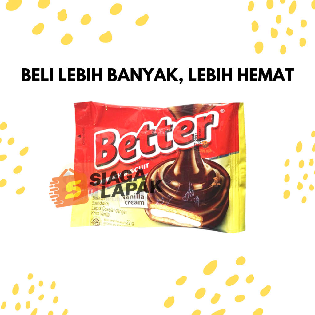 Jual Better Sandwich ECERAN 1 PCS Biskuit Coklat Vanilla Cream [BELI ...