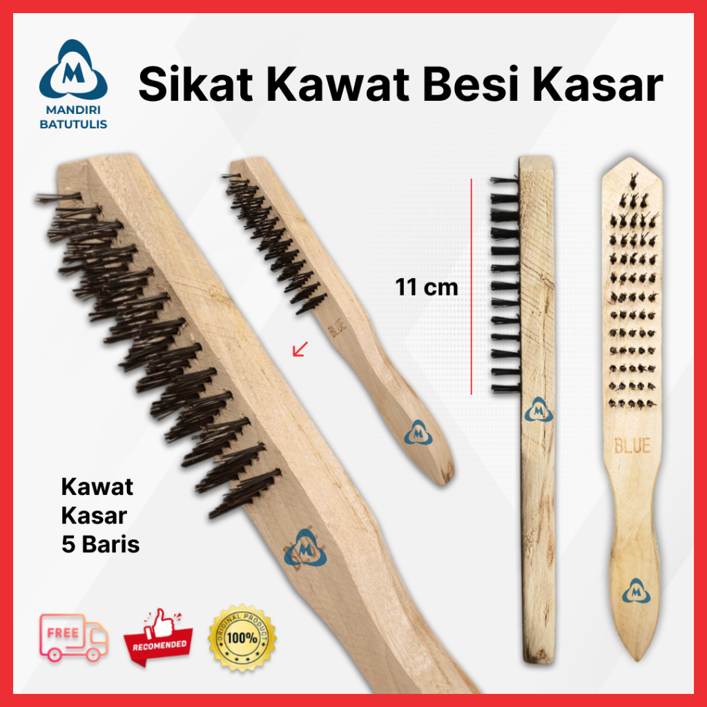 Jual Sikat Kawat Kasar 5 Baris / 6 Baris Gagang Kayu - Sikat Besi Baja ...