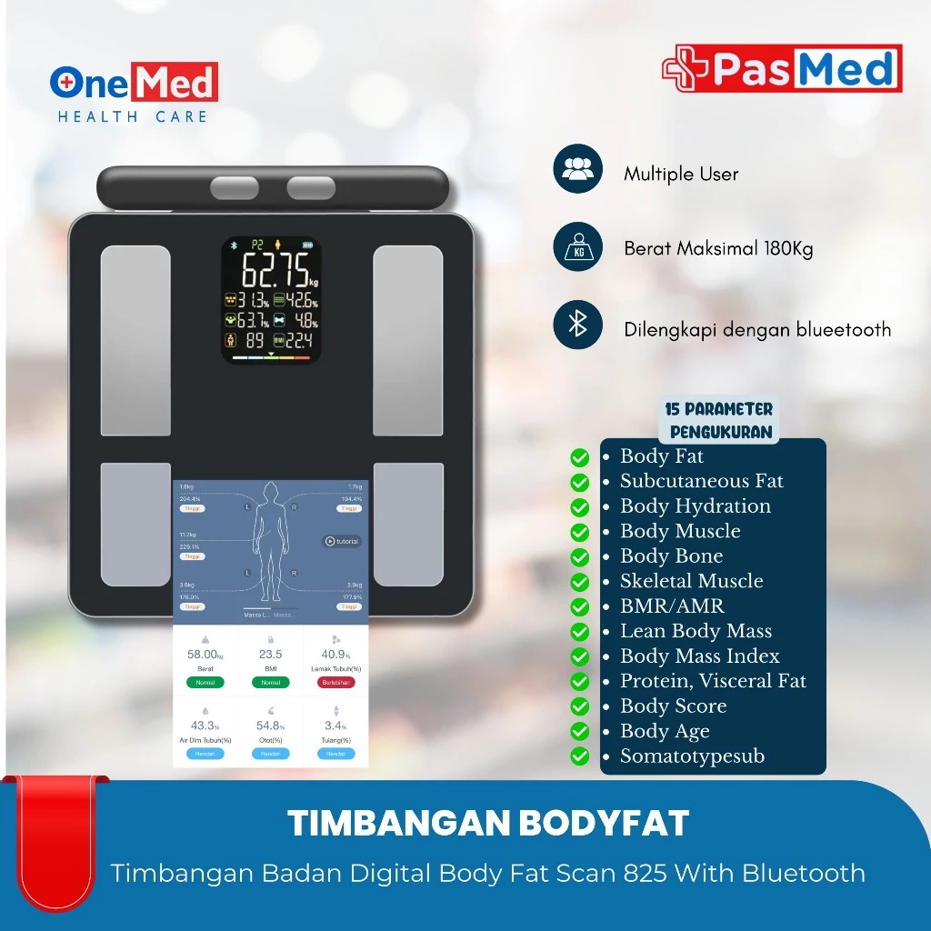 Jual MEDIKA | ONEMED - Timbangan Badan BMI Body Fat 825 with Bluetooth ...