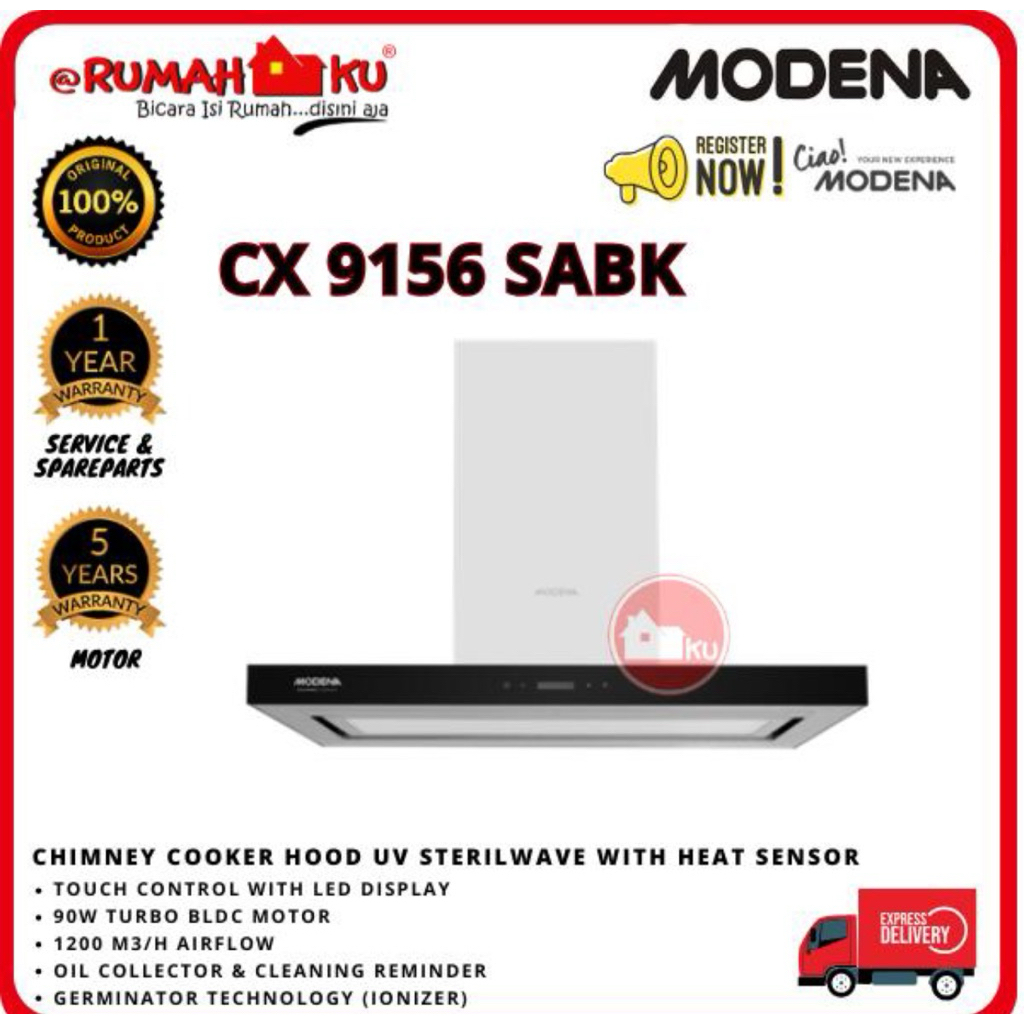 Jual Modena Cx 9156 SABK Wall Chimney Hood 90cm | Shopee Indonesia